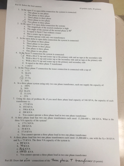 Solved In the open Y to open delta connection the system is | Chegg.com