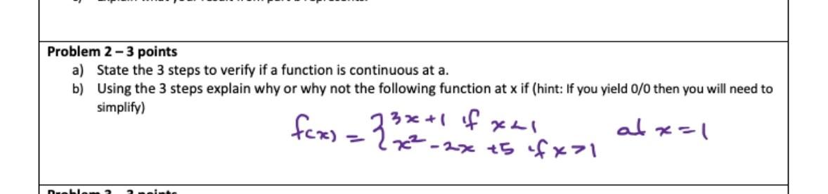 Solved roblem 2 - 3 points a) State the 3 steps to verify if | Chegg.com
