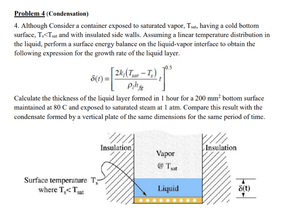 Solved Problem 4 (Condensation) 4. Although Consider a | Chegg.com