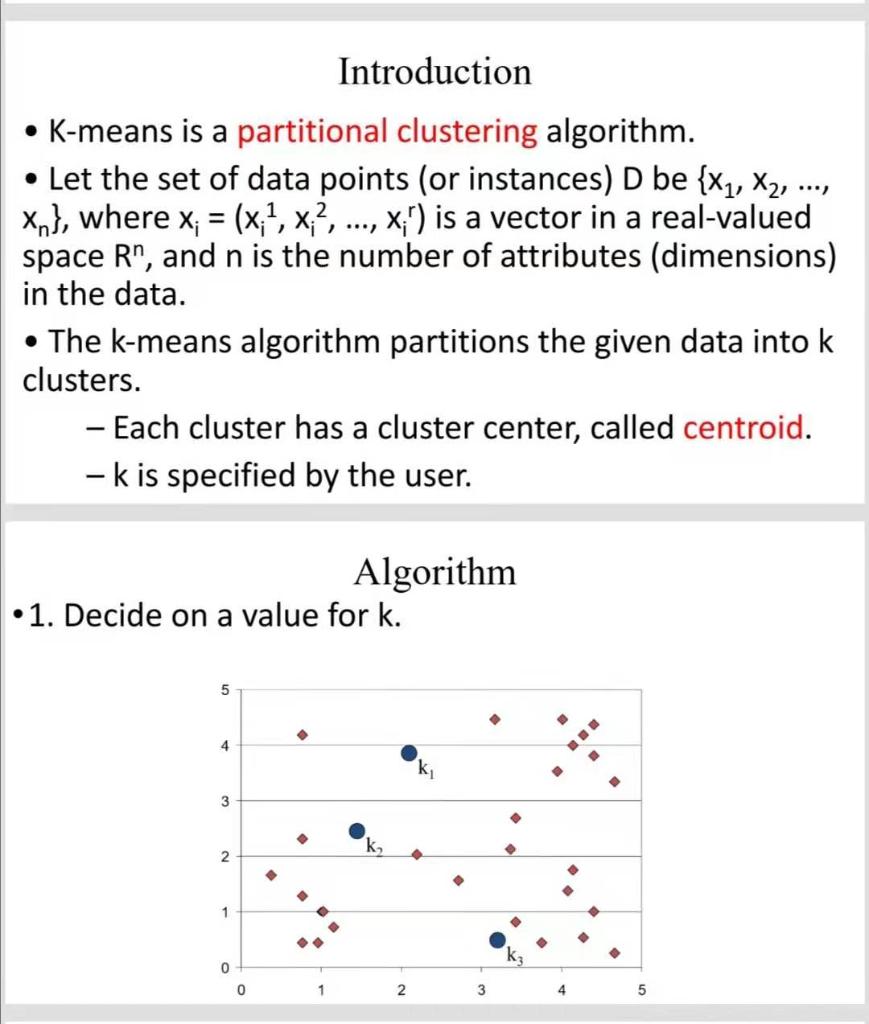 Introduction • K-means is a partitional clustering | Chegg.com