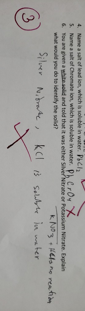 Solved 4. Name a salt of lead ion, which is soluble in | Chegg.com
