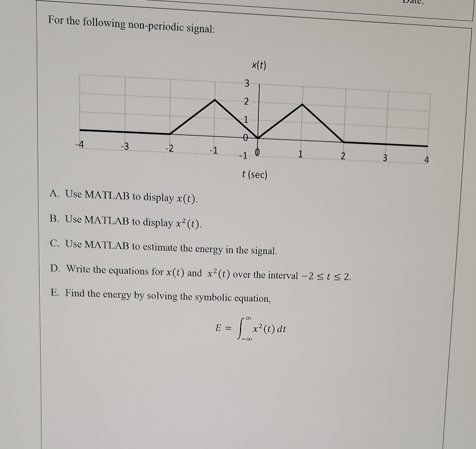 Solved For the following non-periodic signal: X(t) t (sec) | Chegg.com