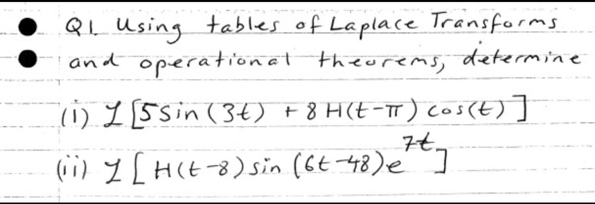 Solved Q. Using tables of Laplace Transforms and operational | Chegg.com