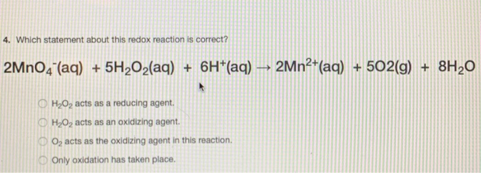Solved 4. Which statement about this redox reaction is | Chegg.com