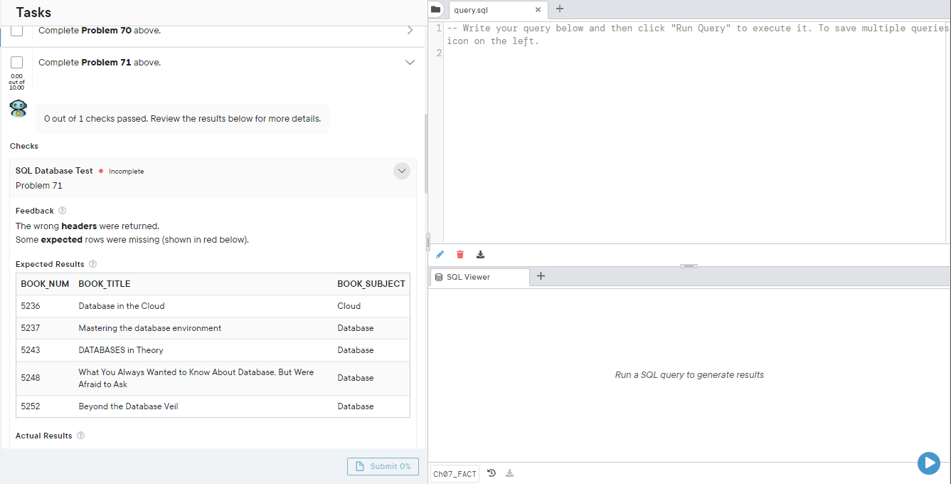 Solved I need to find the Query.sql for each table through | Chegg.com