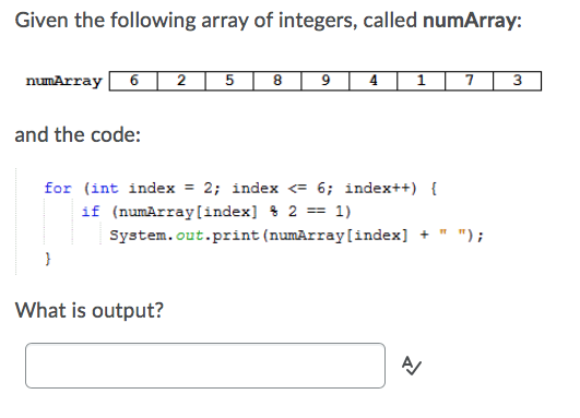 Solved Given the following array of integers, called | Chegg.com