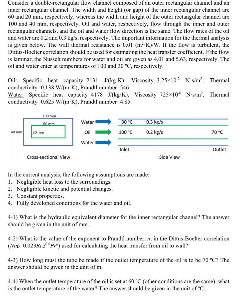 Solved Consider a double-rectangular flow channel composed | Chegg.com