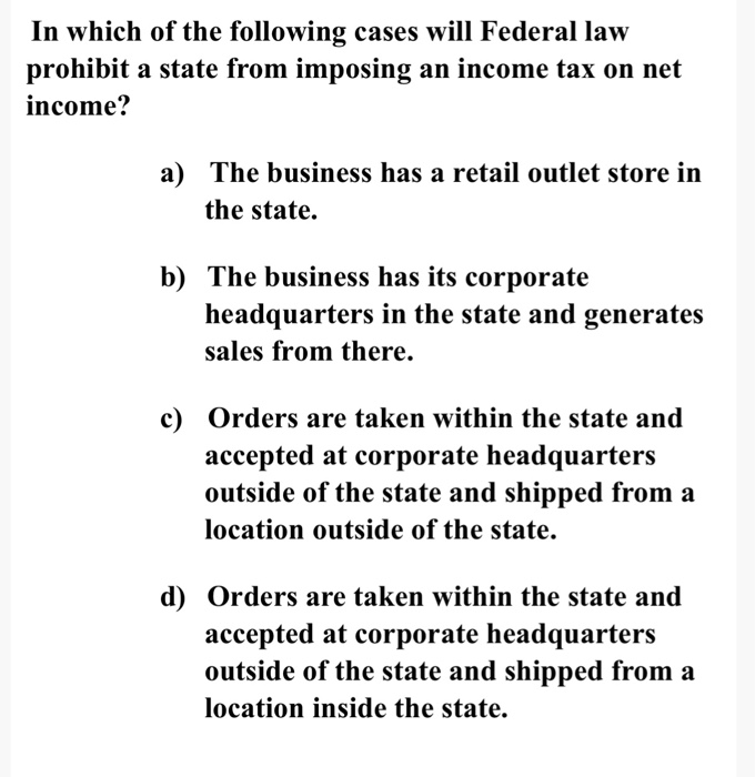 Solved In which of the following cases will Federal lavw | Chegg.com