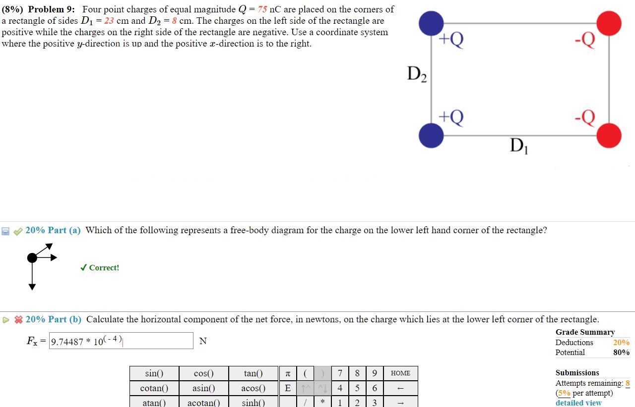 Solved (8\%) Problem 9: Four point charges of equal | Chegg.com