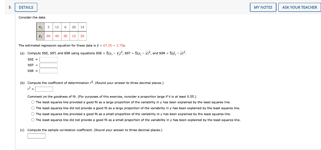 Solved Consider the data. The estimated regression equation | Chegg.com