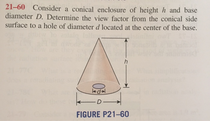 Solved 21-60 Consider a conical enclosure of height h and | Chegg.com