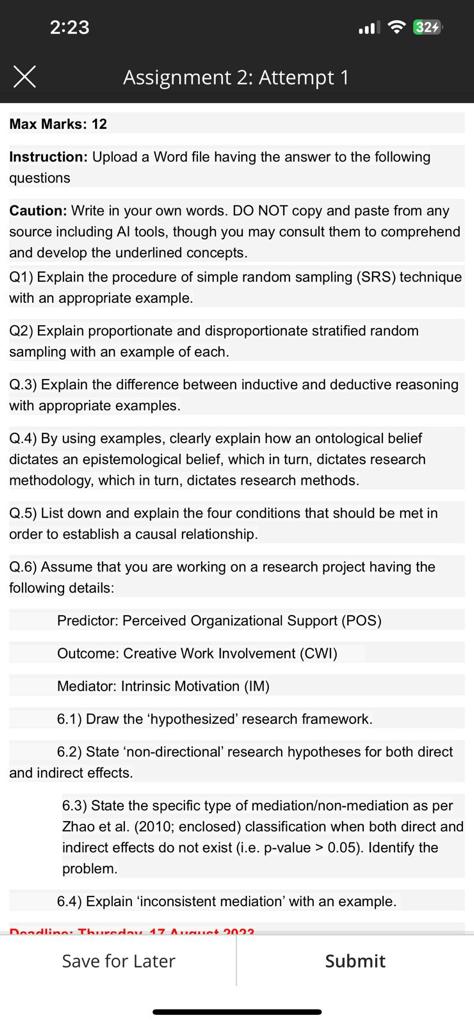Solved Max Marks: 12 Instruction: Upload a Word file having | Chegg.com