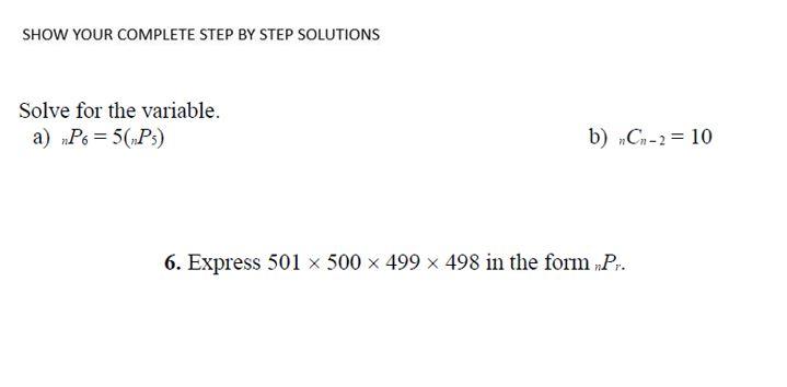 Solved SHOW YOUR COMPLETE STEP BY STEP SOLUTIONS Solve for | Chegg.com