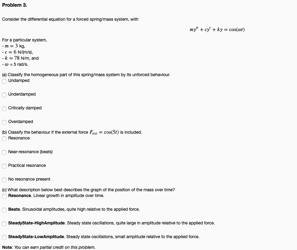 Solved Problem 3. Consider the differential equation for a | Chegg.com