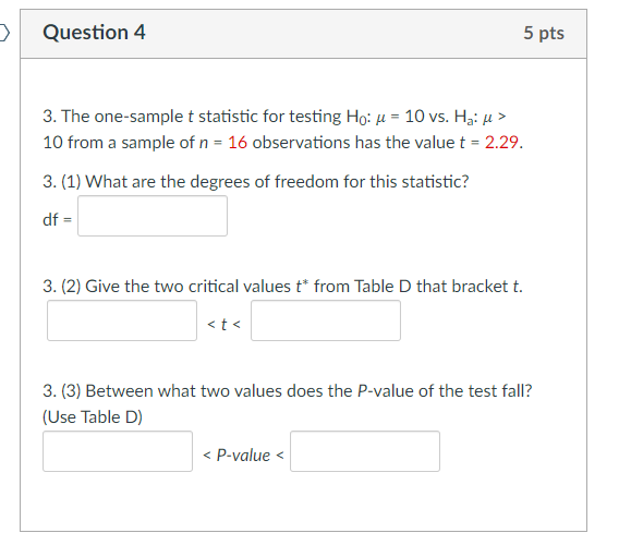 3. The one-sample t statistic for testing H0:μ=10 vs. | Chegg.com