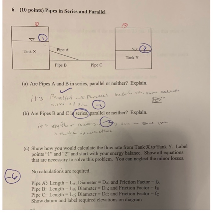 Solved 6. (10 points) Pipes in Series and Parallel Pipe A | Chegg.com
