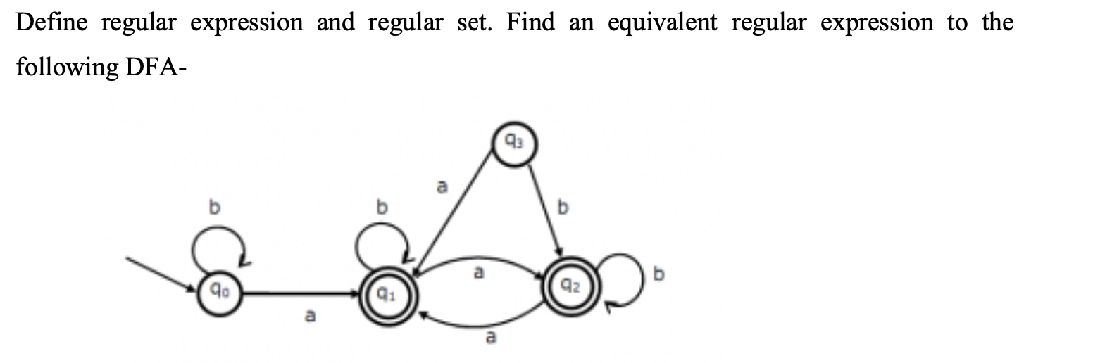 Solved Define regular expression and regular set. Find an | Chegg.com Solved Define regular expression and regular set. Find an | Chegg.com