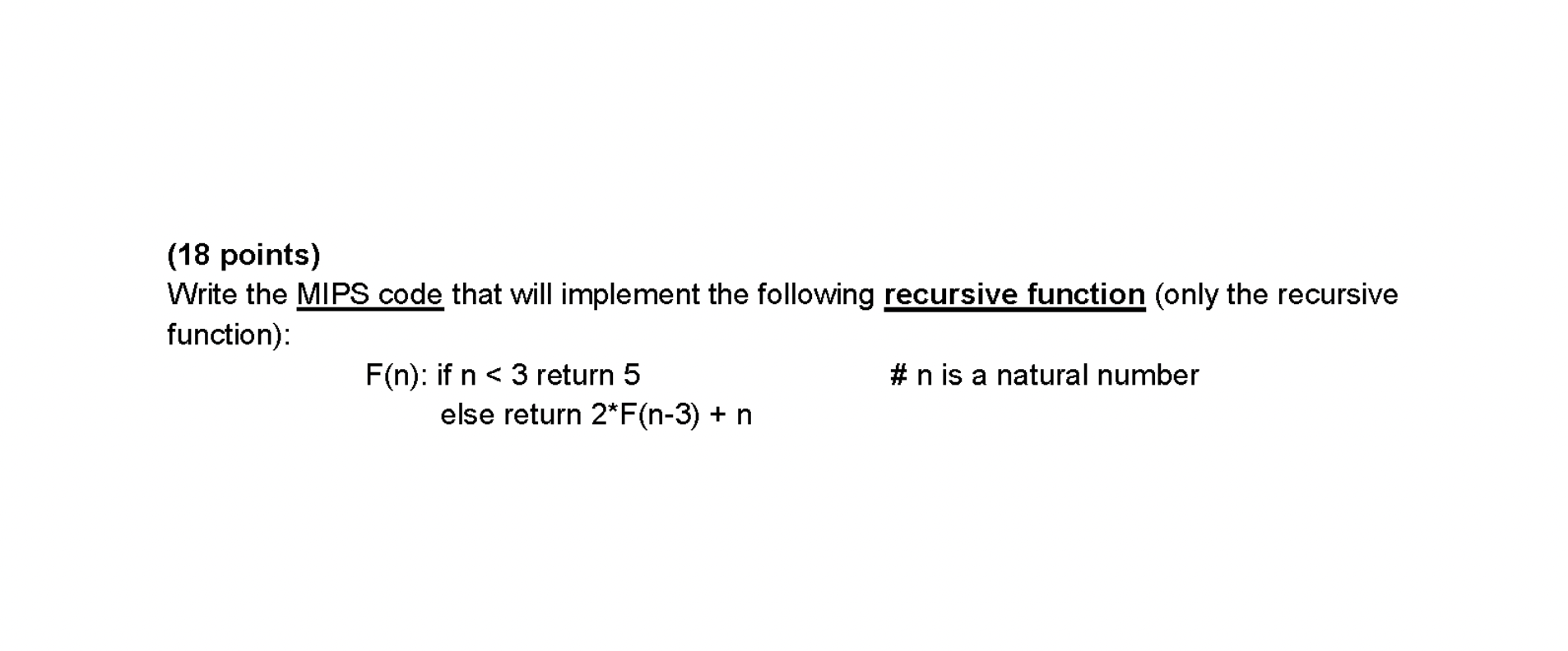 Solved (18 points) Write the MIPS code that will implement | Chegg.com