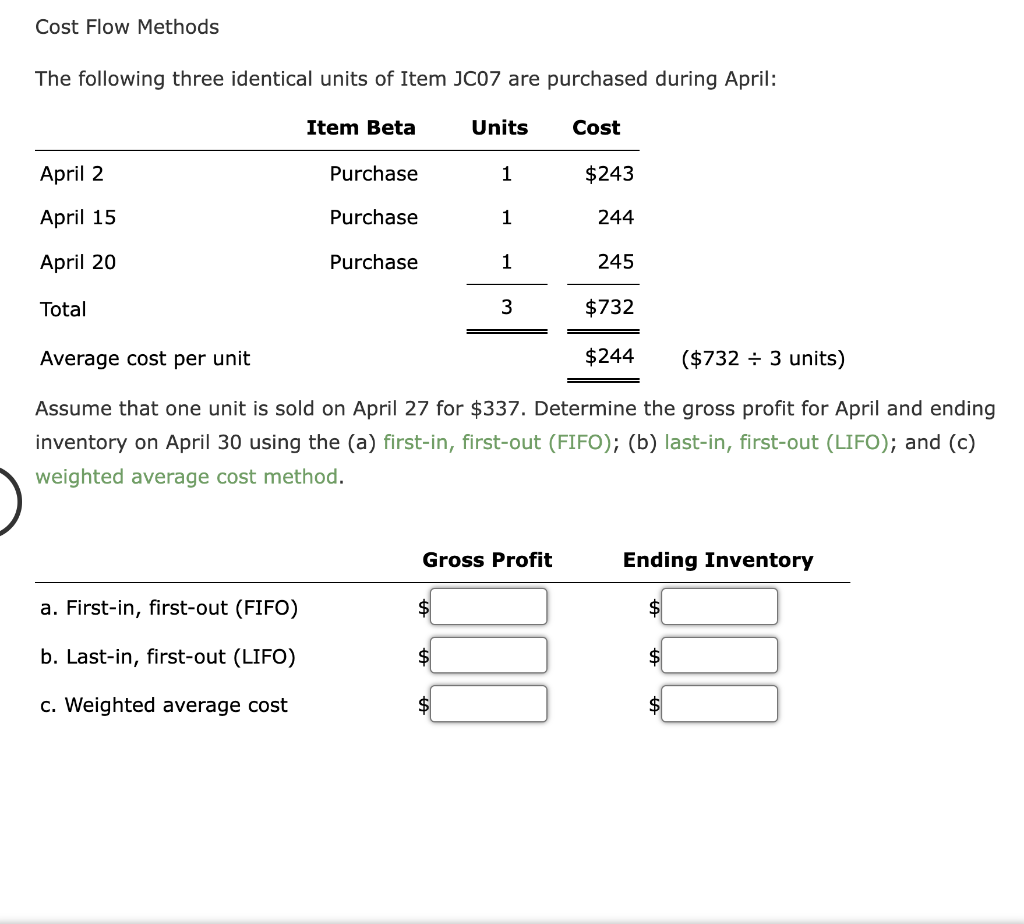 Solved Cost Flow Methods The following three identical units | Chegg.com