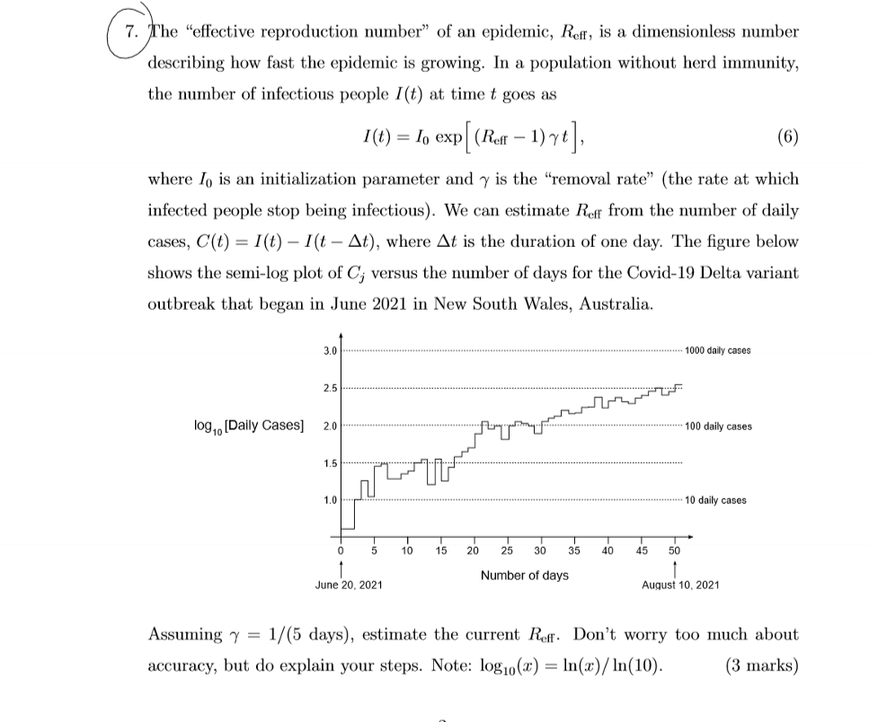 Solved 7. The "effective reproduction number” of an | Chegg.com