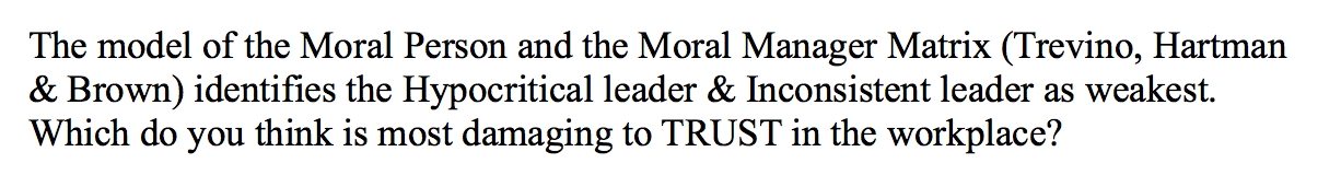 Solved The model of the Moral Person and the Moral Manager | Chegg.com