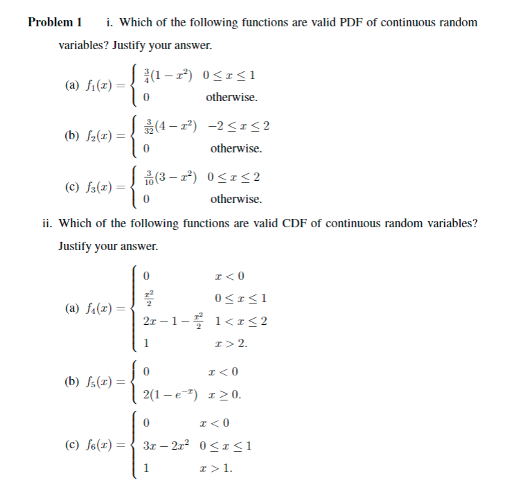 Solved Problem 1 i. Which of the following functions are | Chegg.com