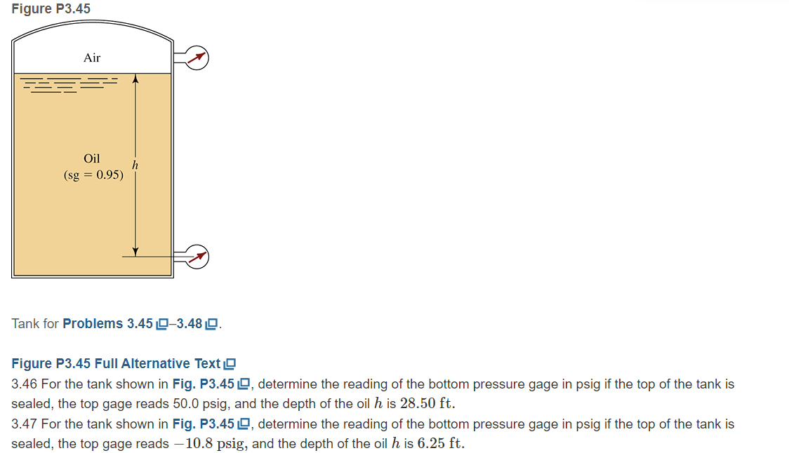 Solved 3.47 ﻿For the tank shown in Fig. P3.45 미, ﻿determine | Chegg.com