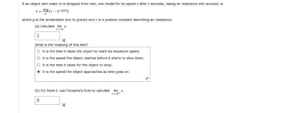 Solved If an object with mass m is dropped from rest, one | Chegg.com
