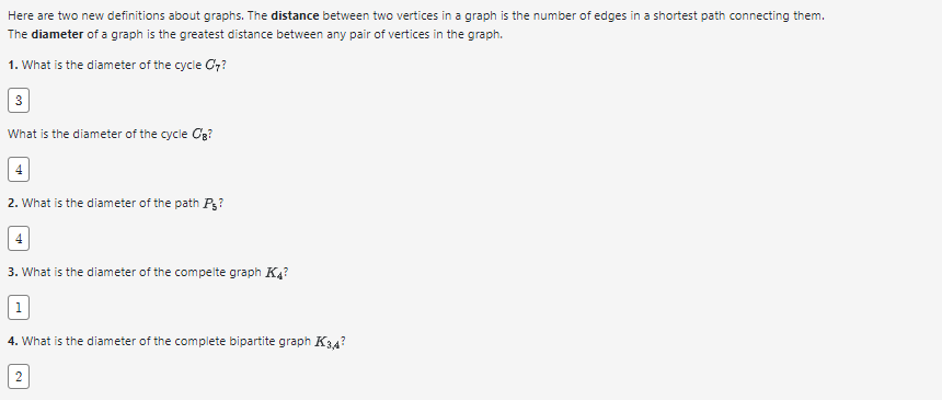 Solved Here are two new definitions about graphs. The | Chegg.com