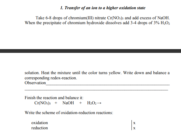 Solved 1. Transfer of an ion to a higher oxidation state | Chegg.com
