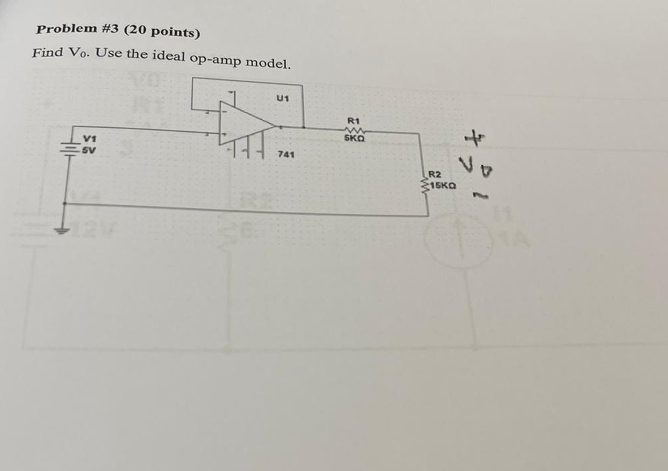 Solved Problem #3 (20 ﻿points)Find V0. ﻿Use the ideal on-amn | Chegg.com