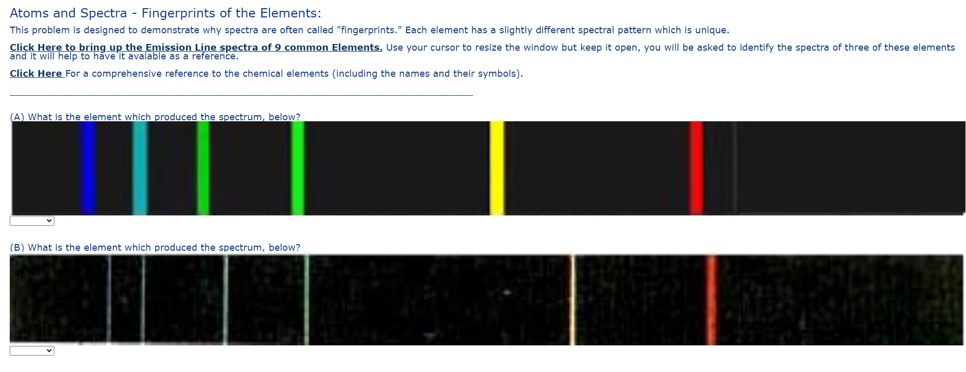 Atoms and Spectra - Fingerprints of the Elements: | Chegg.com
