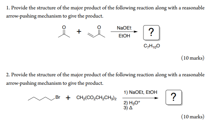 Solved 1. Provide the structure of the major product of the | Chegg.com
