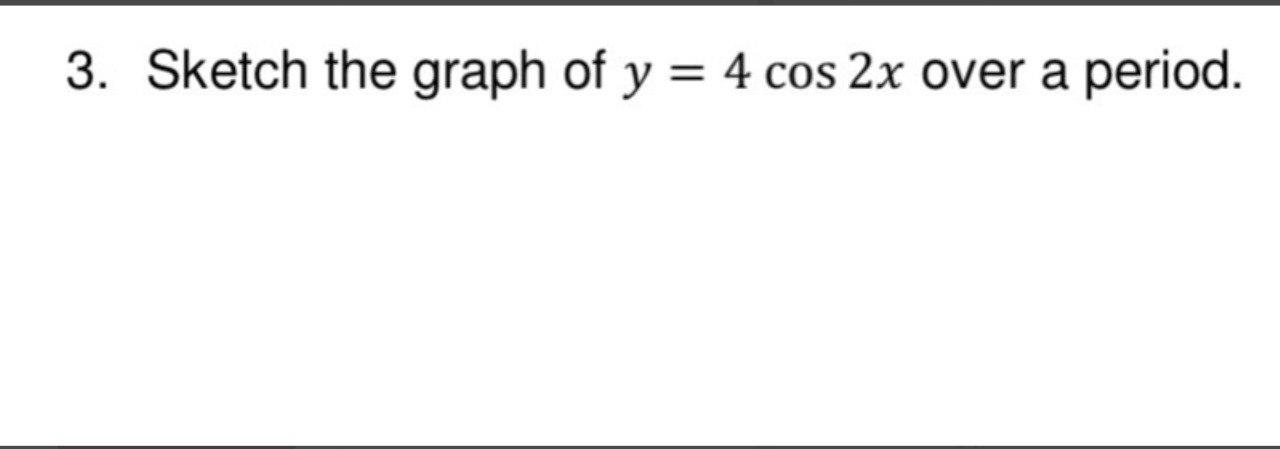 Solved 3. Sketch the graph of y=4cos2x over a period. | Chegg.com