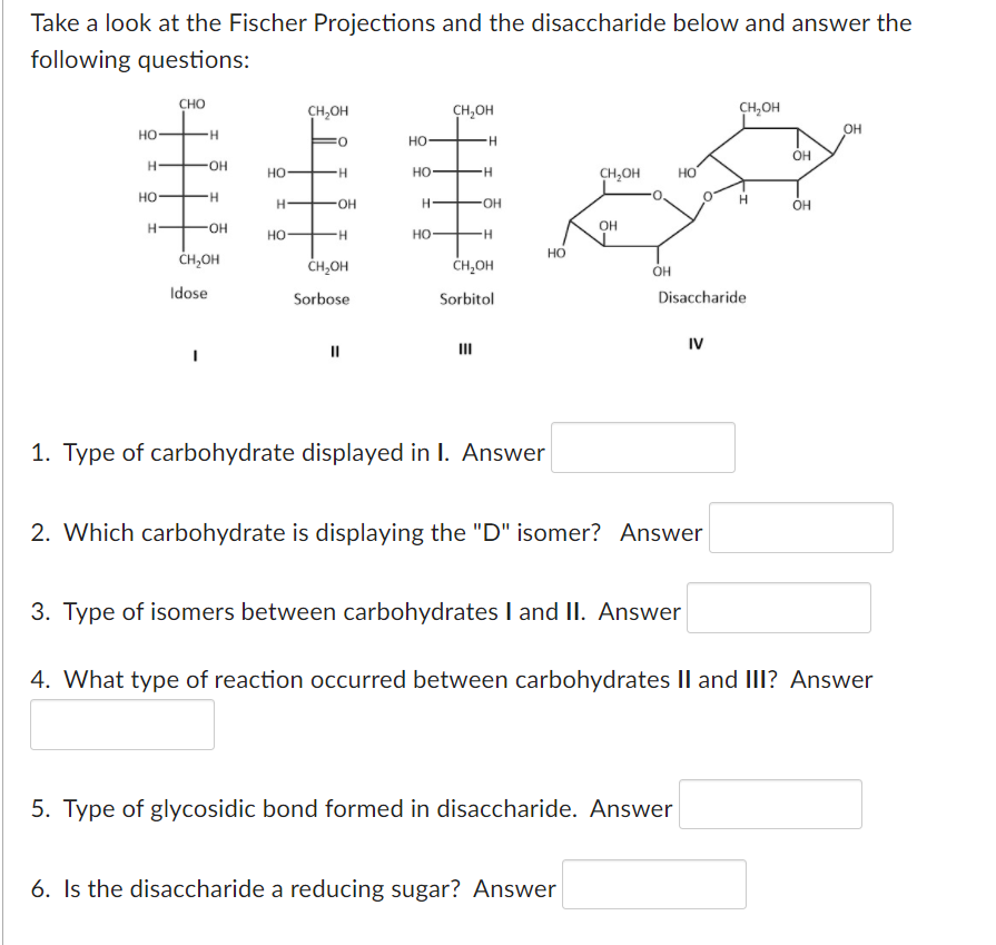 Solved Take a look at the Fischer Projections and the | Chegg.com