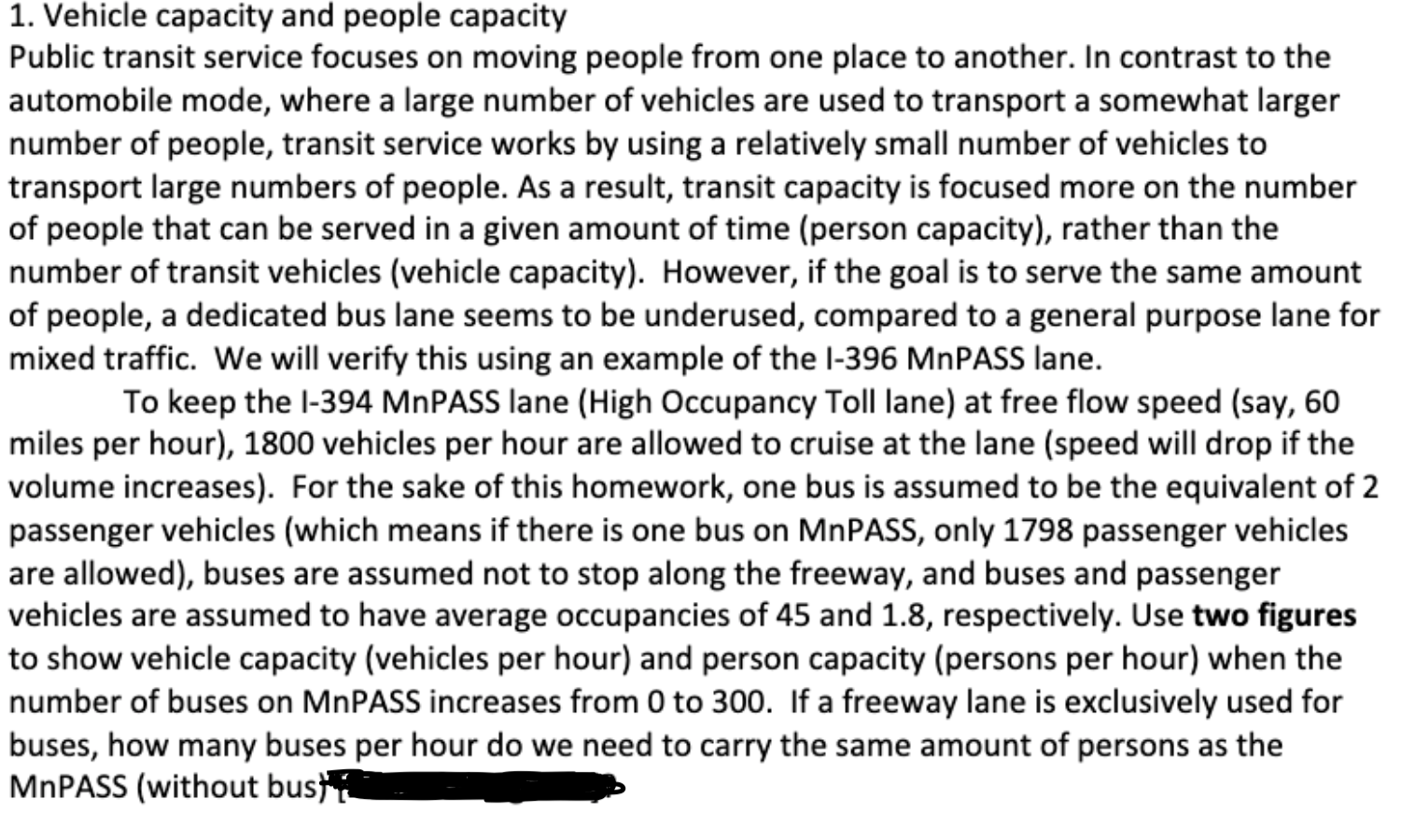 Solved 1. Vehicle capacity and people capacity Public | Chegg.com