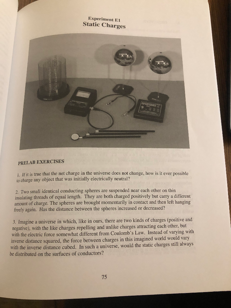 Solved Experiment E1 Static Charges PRELAB EXERCISES 1. If | Chegg.com