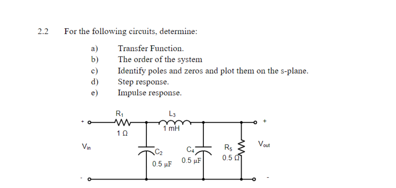 [Solved]: 2 For the following circuits, determine: a) Tran