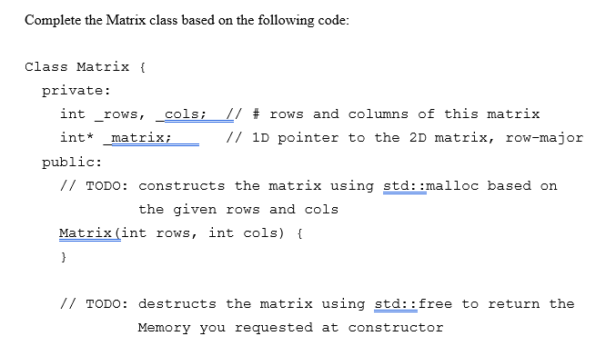 Solved Create A Class Called Matrix Containing Constructor 6194