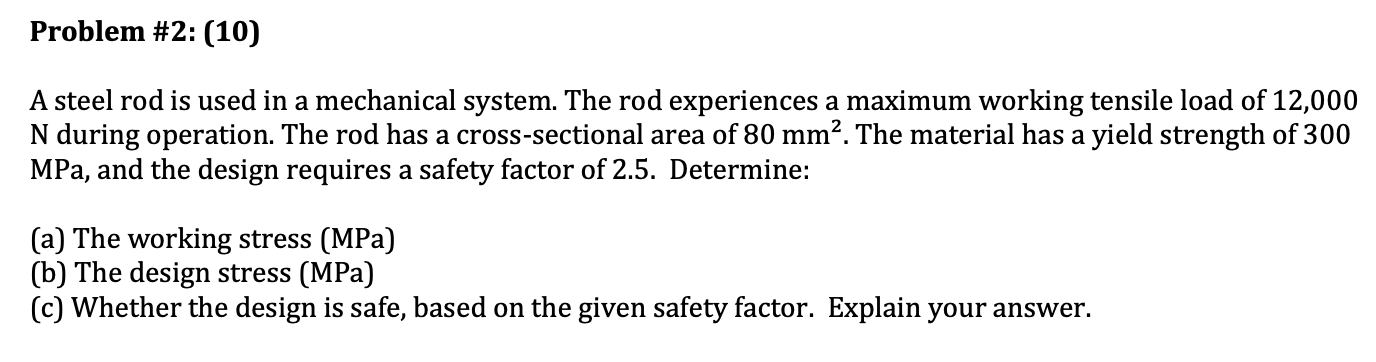 Solved Problem \#2: (10) ﻿A steel rod is used in a | Chegg.com