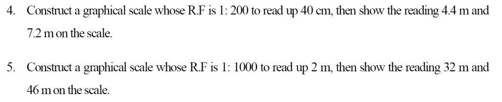 Solved 4. Construct a graphical scale whose R.F is 1:200 to | Chegg.com