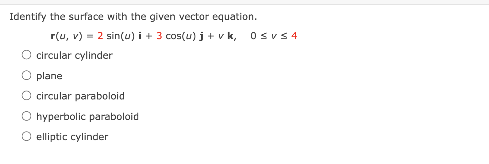 Identify the surface with the given vector equation. | Chegg.com