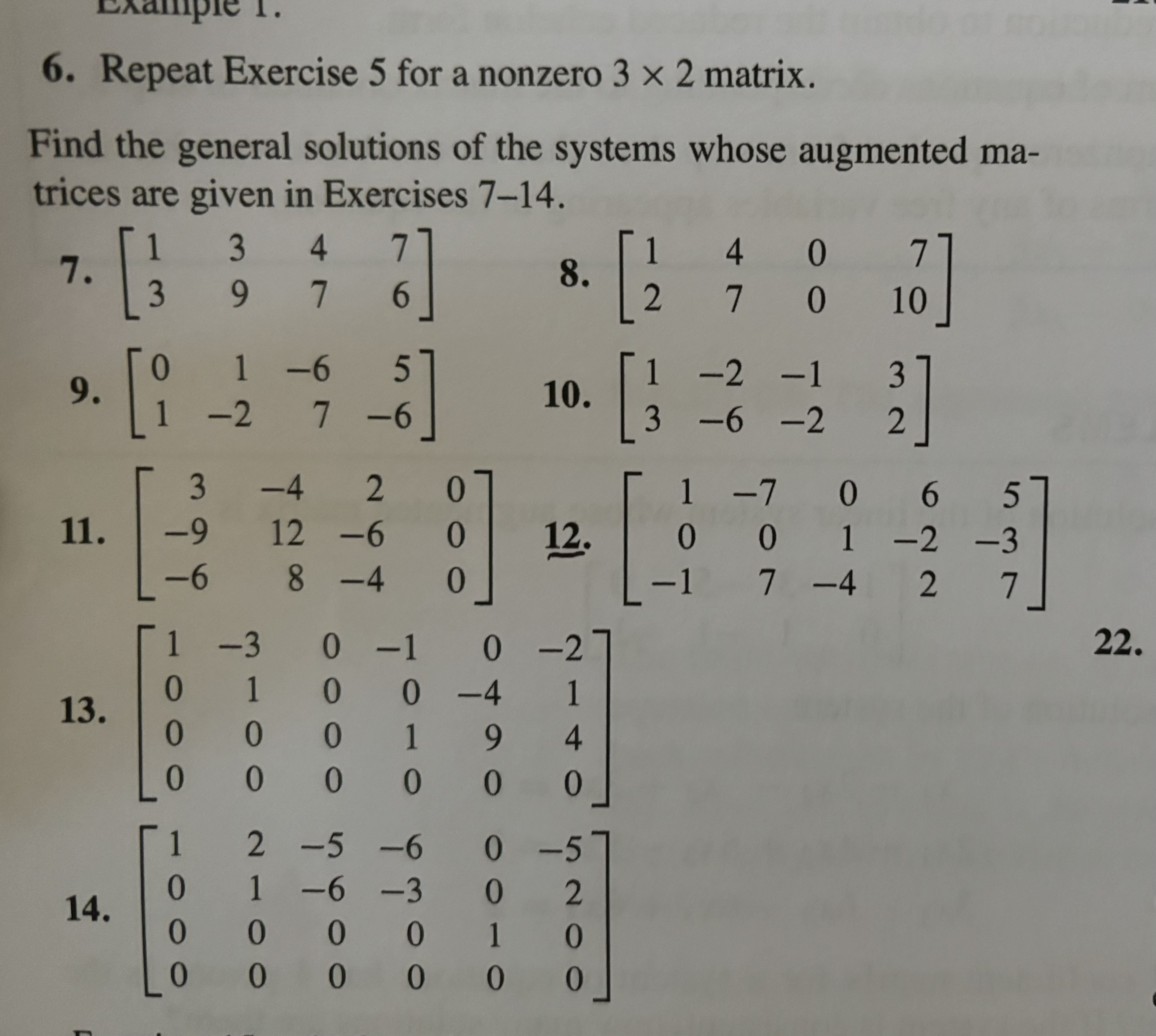 Solved only 12 ﻿ Repeat Exercise 5 ﻿for a nonzero 3×2 | Chegg.com