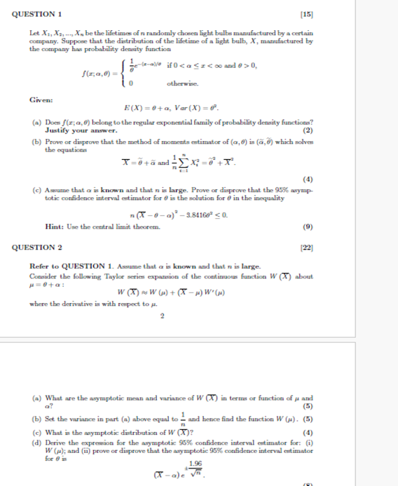 Solved PLEASE DO ﻿ONLY QUESTION 2Let x1,x2,dots,xn be ﻿the | Chegg.com