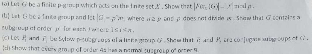 Solved (a) Let G be a finite p-group which acts on the | Chegg.com