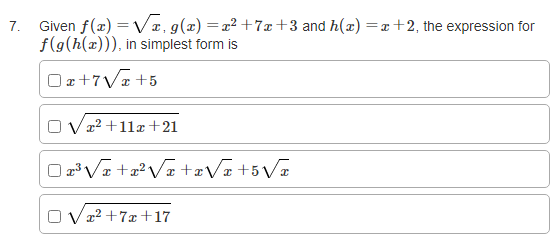 Solved Given f(x)=x,g(x)=x2+7x+3 and h(x)=x+2, the | Chegg.com