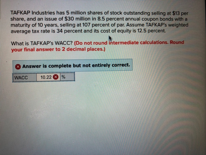 Solved TAFKAP Industries has 5 million shares of stock | Chegg.com
