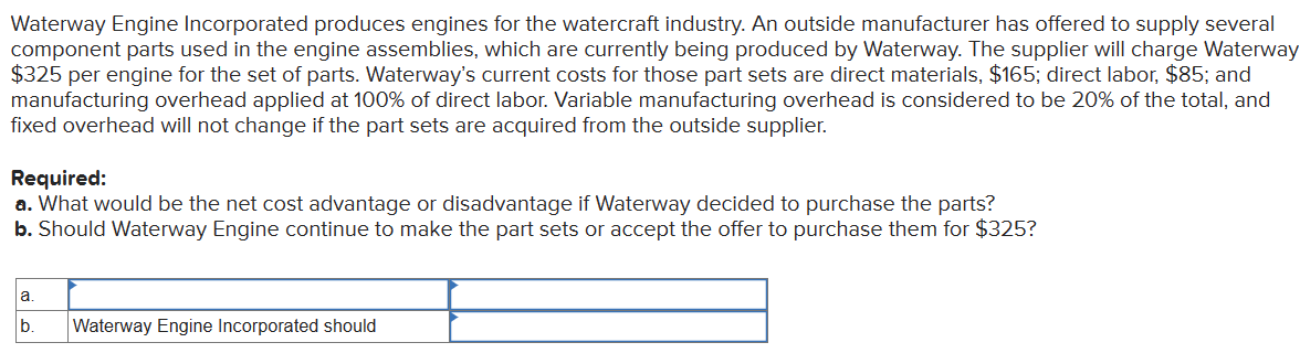 Solved A: Net cost advantage OR Net cost disadvantage 2nd | Chegg.com