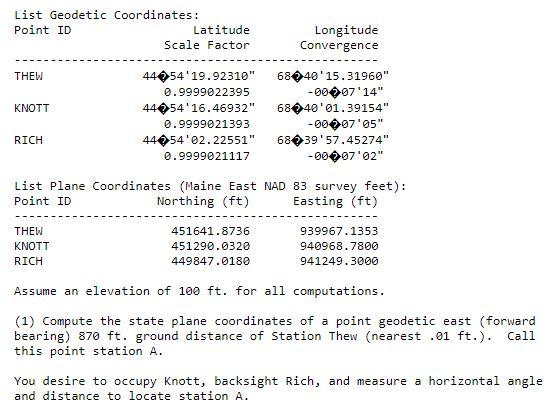 Solved Compute the state plane coordinates of a point | Chegg.com