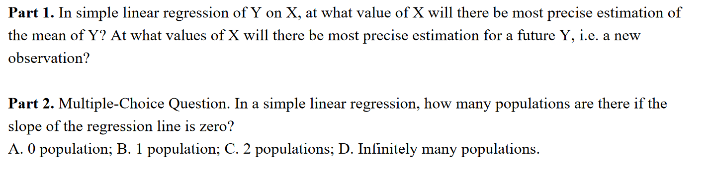 Solved Part 1. In simple linear regression of Y on X, at | Chegg.com
